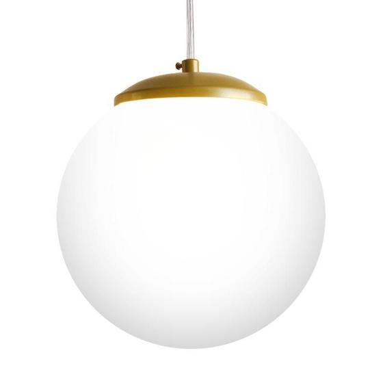 Pendente Glass na Cor Dourado com Globo Branco Fosco 20cm para 1 ...