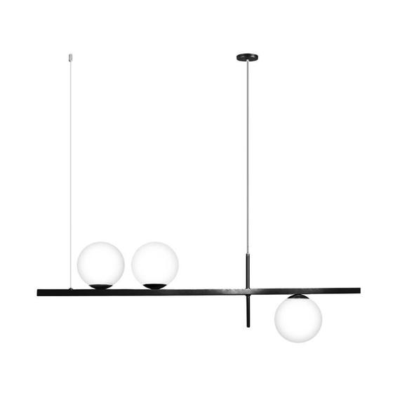 Pendente Haven na Cor Preto com Globos Brancos Fosco para 3 Lâmpadas G9 ...