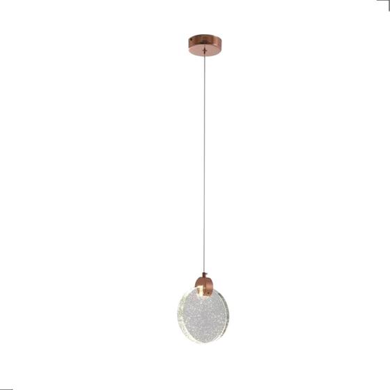 Pendente lua cristal bolhas circular 7w led integrado 3200k ...