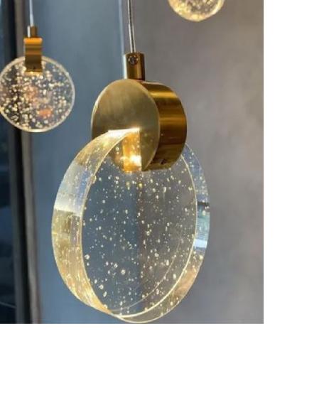 Pendente Lua Gold Vidro Cristal Bolhas Led Nobre Host - GMH - Pendente - Magazine Luiza