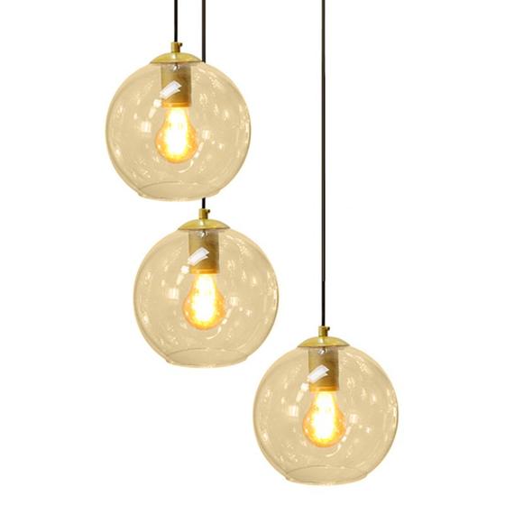 Pendente New Boru Triplo na Cor Dourado com Globo Âmbar 20cm para 3 ...