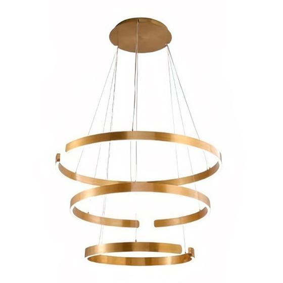 Pendente taj mahal 3 aneis abertos dourados em led 3000k - Arquitetizze - Lustre - Magazine Luiza