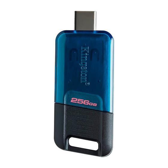 Pendrive Kingston DataTraveler 80M 256GB Type-C 3.2 - Preto / Azul ...