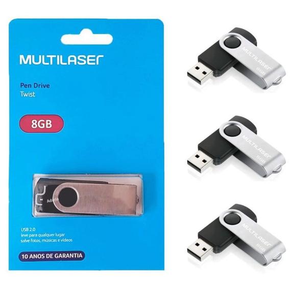 Pendrive Multilaser 8 Gb Twist Pen Drive Original - kit 5 Unidades ...