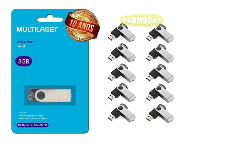 Pendrive Multilaser Twist PD587 8GB 2.0 - 10 Unidades - Pen Drive ...