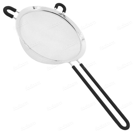 Peneira Coador De Cozinha Utensílio Em Aço Inox Com Cabo Silicone Malha ...