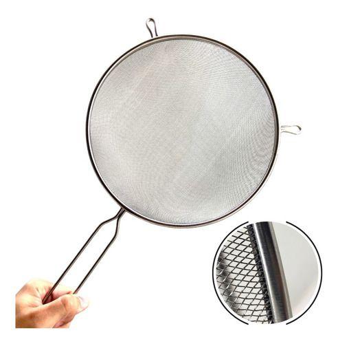 Peneira Extra Grande Inox 24cm Forte De Cozinha Coar Escorrer Massa ...
