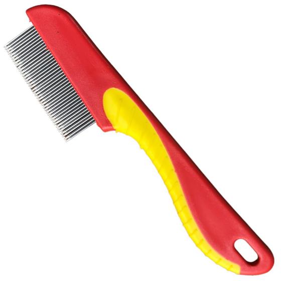 Pente Fino Inox P/ Cabelo Piolhos Lêndeas C/ Cabo Crianças (Vermelho ...