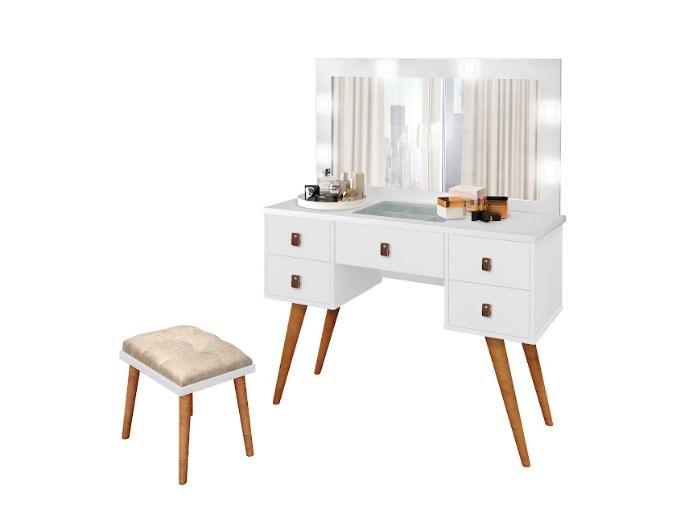 Penteadeira Genegra Com Banqueta Espelhos 5 Gavetas - Mc - Penteadeira ...