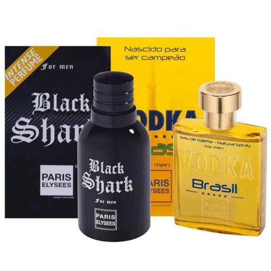 Perfume Vodka Brasil Amarelo + Black Shark - Paris Elysees 100ml - Kit ...