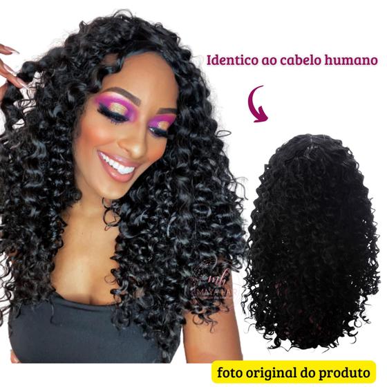 Peruca Cacheada Premium Hair 60cm Preta - Maya Hair - Peruca e Lace ...