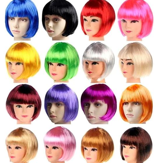 Peruca Curta Cosplay Varias Cores Festas Baladas Fantasias - Bimport ...