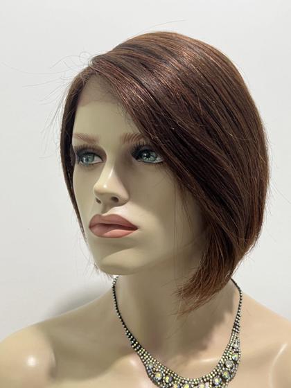 Peruca humana castanho claro curta bob pixie natural lace - LIONSWIG ...