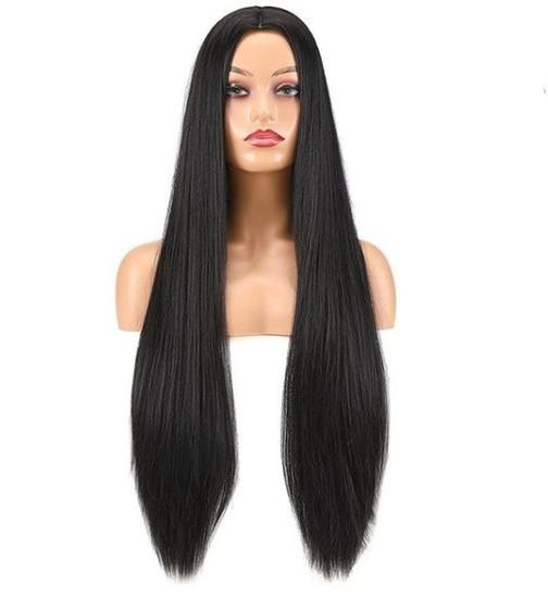 Peruca Lace Normal Lisa Fibra Futura Natural 70cm P/pranchar Preta ...