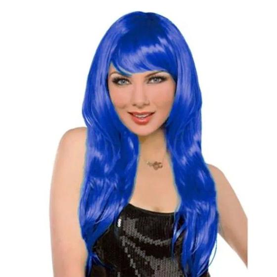 Peruca Longa Lisa Azul para Festas - Extra Festas - Perucas para ...