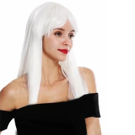 Peruca Longa Lisa Branca para Festas - Extra Festas - Perucas para ...