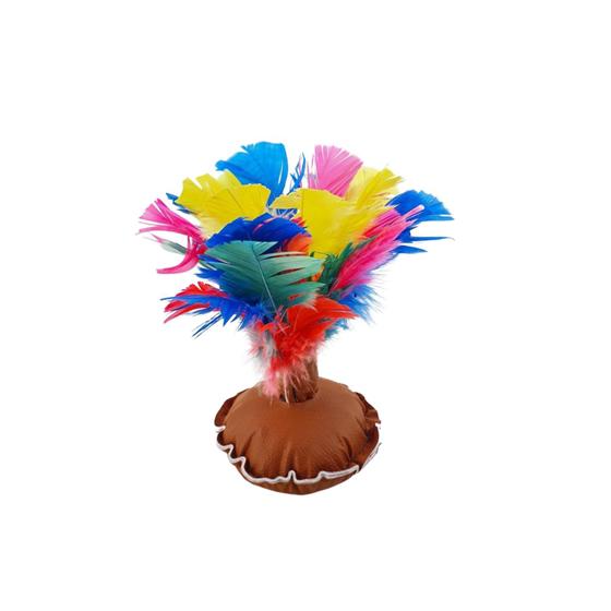 Peteca Tradicional de Couro e Pena Colorida Base 15 cm Brinquedo ...