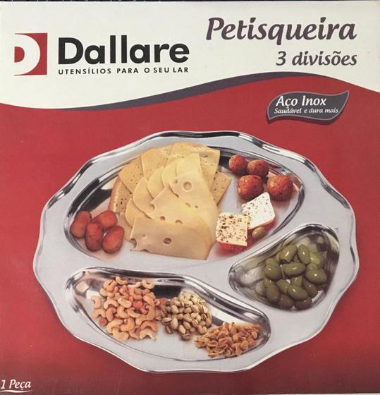 Petisqueira Inox 26 cm e 3 divisórias - Dallare - Petisqueira ...