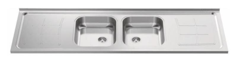 Pia de Inox com Cuba Dupla Bali 2000x560cm Aço - Ghelplus - Pia de ...