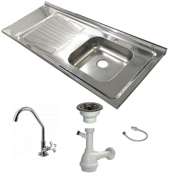 Pia Inox Fabrinox PSD1200E 120x52cm, cuba direita, kit completo - Pia ...