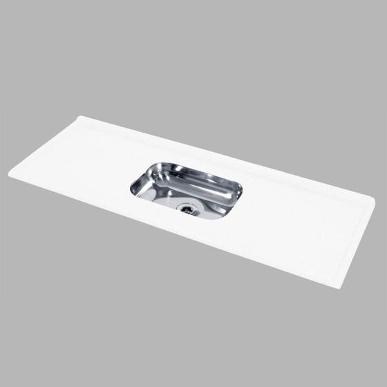 Pia para Balcão de Cozinha com Bojo Inox Marmore Sintético 140x54cm ...