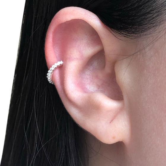 Piercing Fake Argola Cravejada Prata 925 Legítima - Minimalística ...