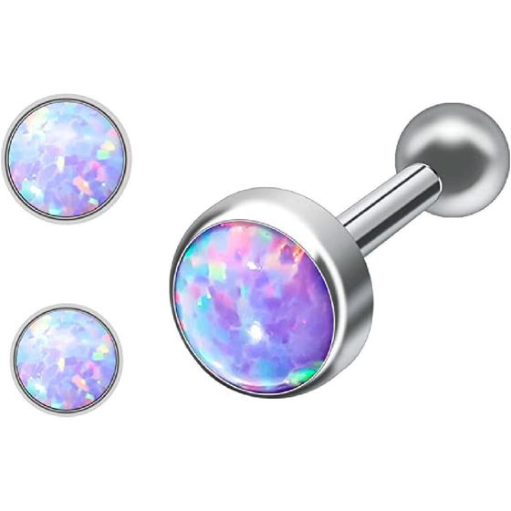 Piercing Titânio Cartilagem com Opala Roxa - Animo Shop - Piercing ...