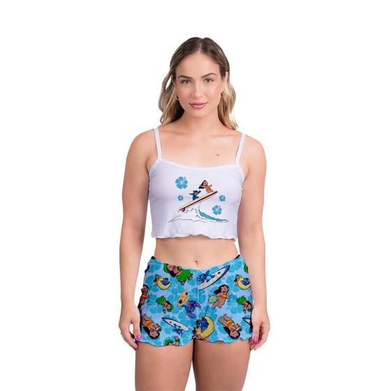 Pijama Ondinha Virgínia LILO E STITCH II Short Dool Feminino Roupa De ...
