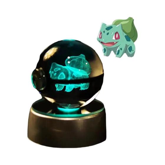 Pikachu Gengar Mew Mewtwo 3D Crystal Ball Lamp Base Pokeball Figurinhas ...