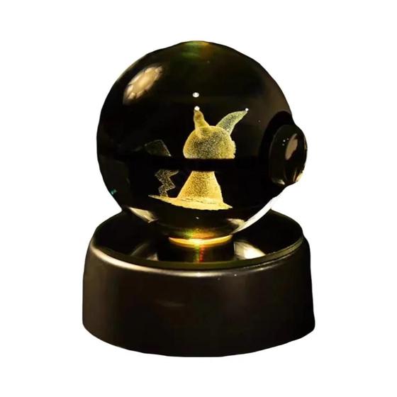 Pikachu Gengar Mew Mewtwo 3D Crystal Ball Lamp Base Pokeball Figurinhas ...