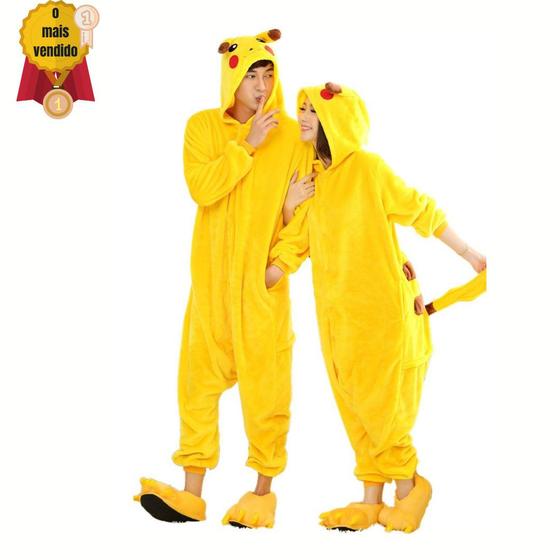 Pikachu Pokemon Fantasia Pijama Kigurumi Macacão Roupa Adulto A Pronta ...