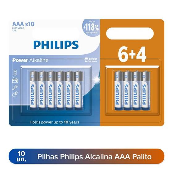 Pilha AAA Palito Philips Pilhas Comum Aaa Alcalina Tipo modelo 3a ...
