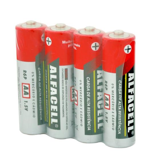 Pilha Alcalina AA Alfacell Convencional Embalagem 4 Unidades ...