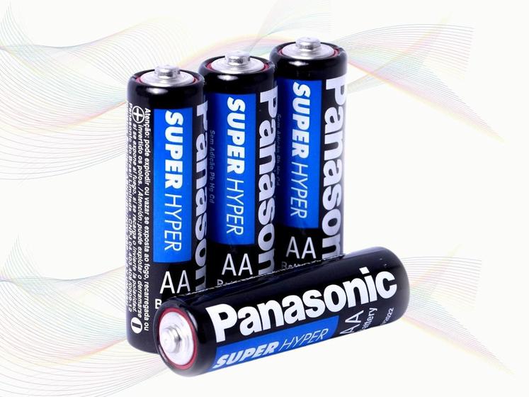 Pilha Panasonic Comum Pequena AA 4 Unidades Super Hyper - Pilhas ...