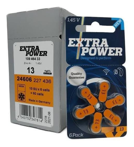 Pilha Para Aparelho Auditivo Extra Power 13 - 60 unidades - Acessórios Auditivos - Magazine Luiza