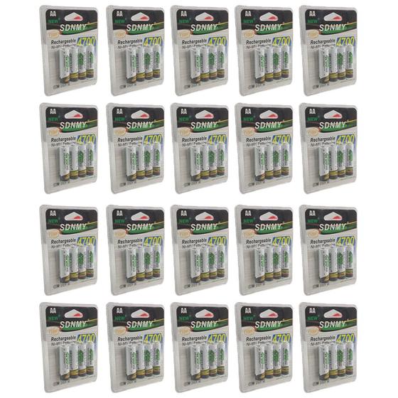 Pilha Recarregavel AA kit 80 Pilhas 4700 20 Cartelas Controle ...