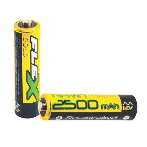 Pilha Recarregável FLEX GOLD AA 2500 mAh Blister com 2 unidades - 6886 ...