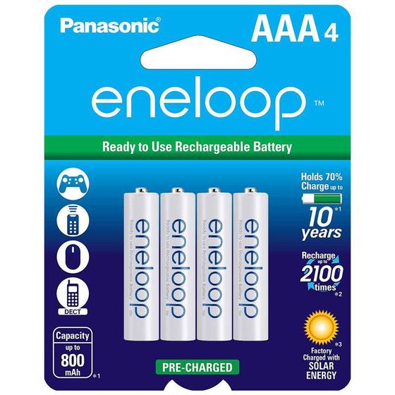 Pilha Recarregável Panasonic Eneloop Bk 4mcca4ba Aaa 4 Unidades