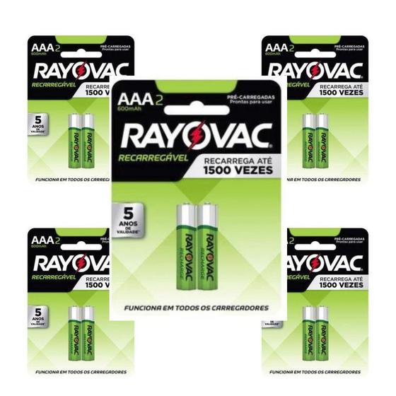 Pilha Recarregavel Rayovac Kit 5 Cartelas Com 2 Unidades - Pilhas ...