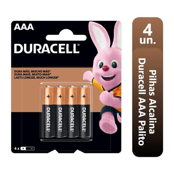 Pilhas Alcalinas Duracell AAA Palito 4 Unidades 1,5v - Pilhas - Magazine Luiza