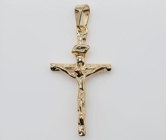 Pingente Cruz Fina com Cristo Banhado em Ouro 18K - Cassis Kahale ...