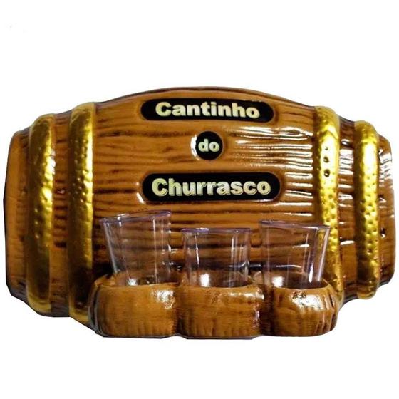 Pingometro Barril Tonel Deitado em Cerâmica - Cantinho do Churrasco - 3 ...