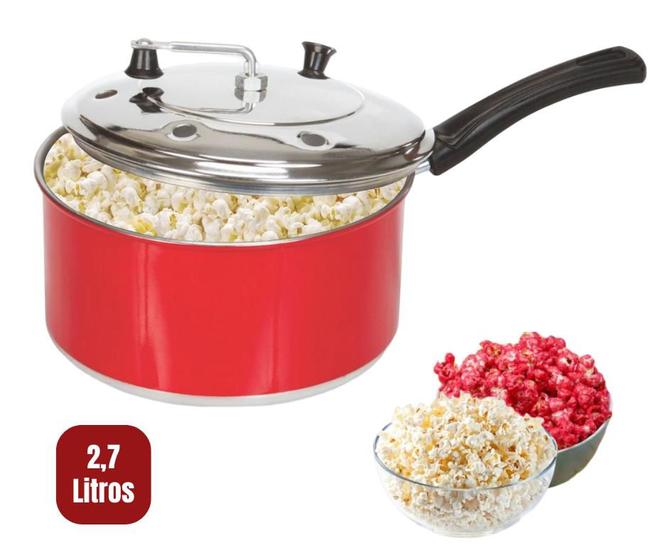 Pipoqueira Panela de Alumínio Reforçada Para Fazer Pipoca Doce e ...