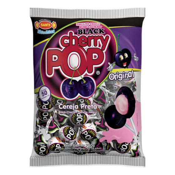 Pirulito Cherry Pop Black Recheio Chiclete c/50 - Sams - Pirulito ...