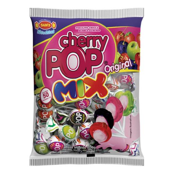Pirulito Cherry Pop Mix Recheio Chiclete c/50 - Sams - Pirulito ...