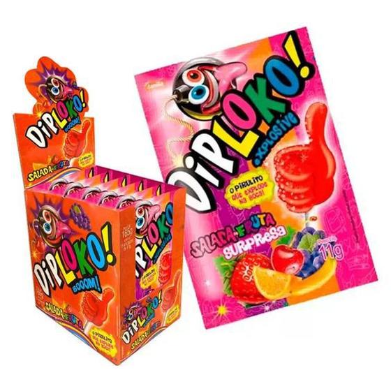 Pirulito com Pozinho Explosivo Sabor Salada de Frutas 3 Caixas - Danilla foods - Pirulito ...