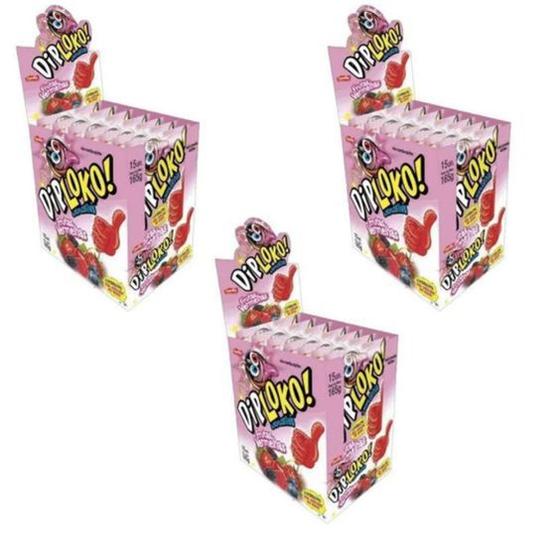 Pirulito DipLoko Neon Sabor Frutas Vermelhas 45 Unidades - Danilla ...