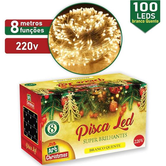 Pisca Pisca Branco Quente 8 Metros 100 Leds 8 Funções 220V - Master ...