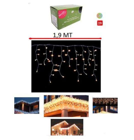 Pisca Pisca Cascata Decorativa 100 Lâmpadas Led Cor Branco Quente 1,9 ...