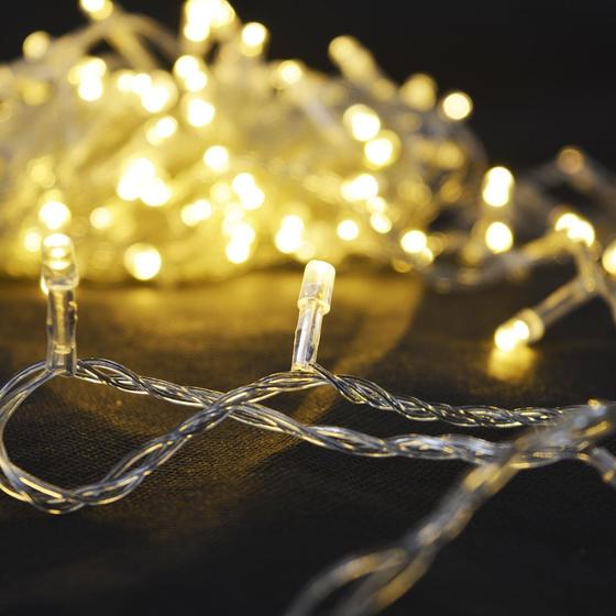 Pisca Pisca LED 127v fio Transparente 100 lâmpadas 8m Amarelo - Rio ...